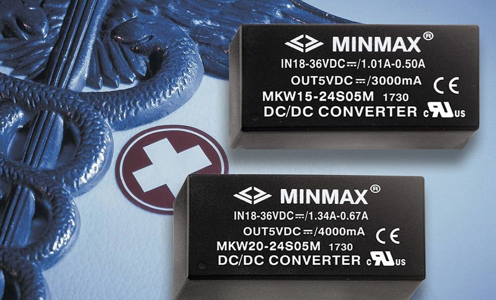 15 & 20 Watt DC-DCs for Medical Type BF Applications - New Products