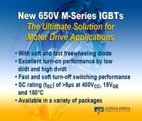 650V IGBTs Optimized for Motor Drive Applications - New Products