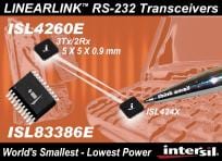 Intersil Debuts ISL4260E/ISL83386E RS-232 ICs - New Products