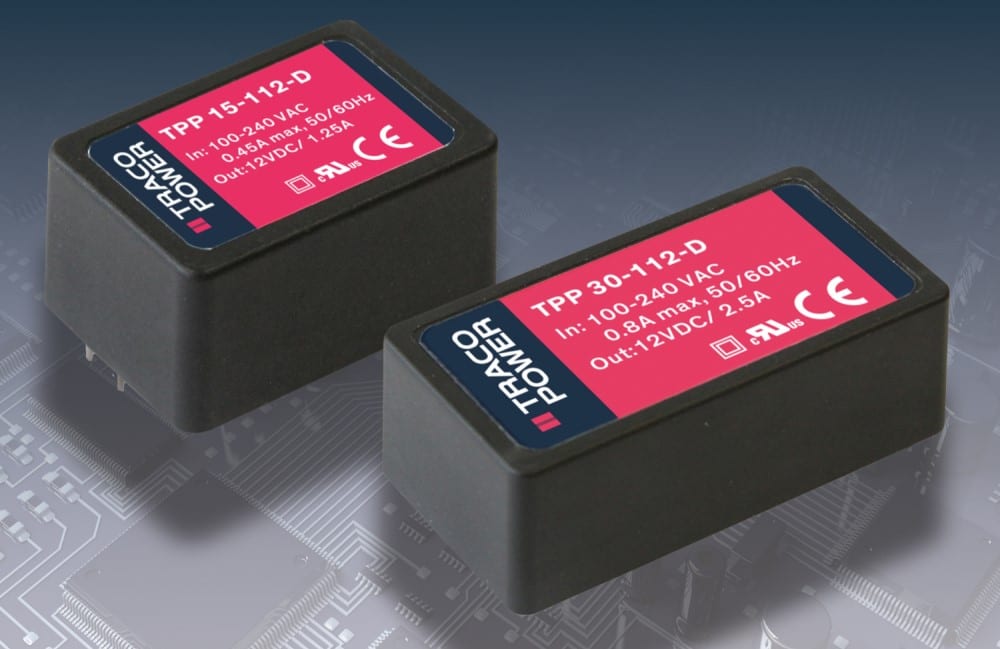 Compact 15- & 30-Watt Encapsulated PCB-Mount Power Supplies - New Products