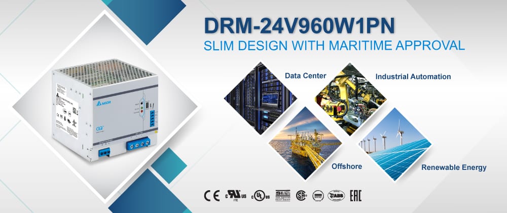 960W DIN Rail Power Supply Slim Design with Maritime Approval - New ...