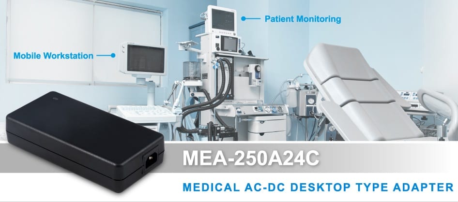 24-Vdc / 250W Medical AC-DC Adapter - New Products